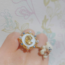 ♡R⌇﻿ カメオリング cameo ホワイト 大人かわいい 指輪・リング La chaton♡条件達成送料お得 通販｜Creema(クリーマ ...