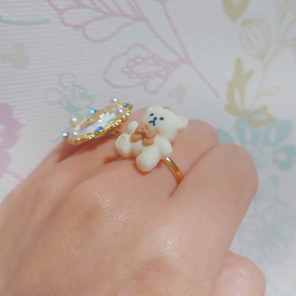 ♡R⌇﻿ カメオリング cameo ホワイト 大人かわいい 指輪・リング La chaton♡条件達成送料お得 通販｜Creema(クリーマ ...