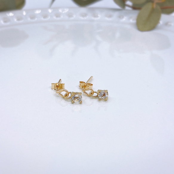 【14kgf】11月誕生石 天然石ホワイトトパーズ ダイヤモンドカット piace/earring ブラジル産 ピアス（スタッド・一粒） Naturally-FURURI 通販 ...