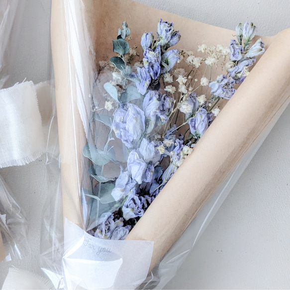 プレゼントにも!ドライフラワーのミニブーケ（デルフィニウム） ドライフラワー mamemona 通販 15959110｜Creema(クリーマ)