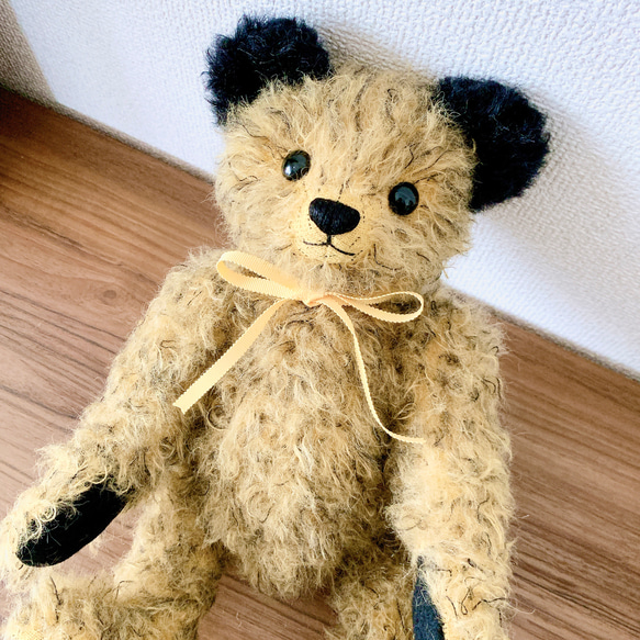 Nana Bee.♡ハンドメイド モヘア テディベア イエローベージュxブラック 33cm ぬいぐるみ Nana Bee. 通販 ...