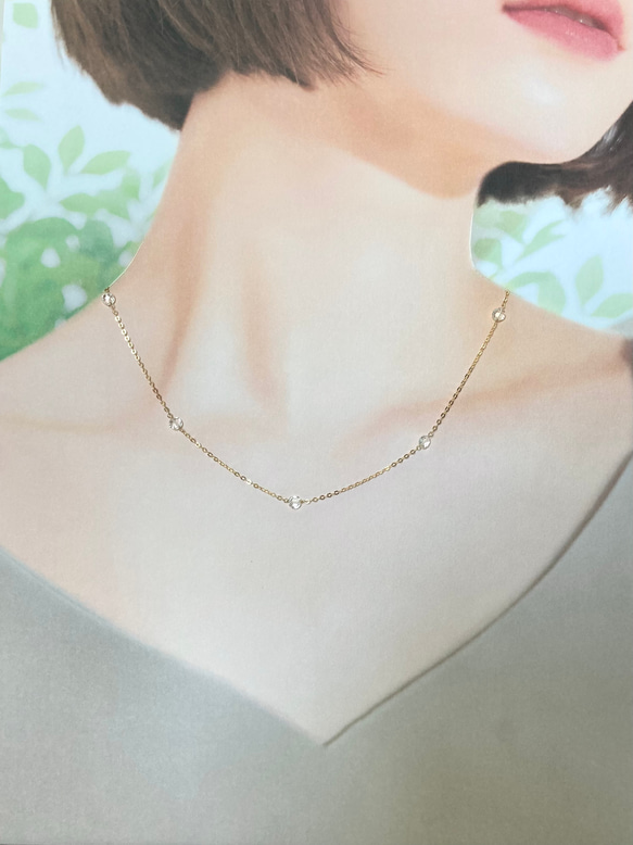 キラキラクリスタルのシンプルネックレス 14kgf ネックレス・ペンダント En. 通販 15973257｜Creema(クリーマ)