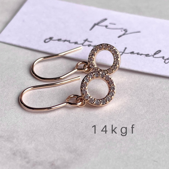 14kgf K14gf ジルコニア サークルパヴェピアス リングピアス ピアス（フック・チェーン） fi.g 通販 15980823｜Creema(クリーマ)
