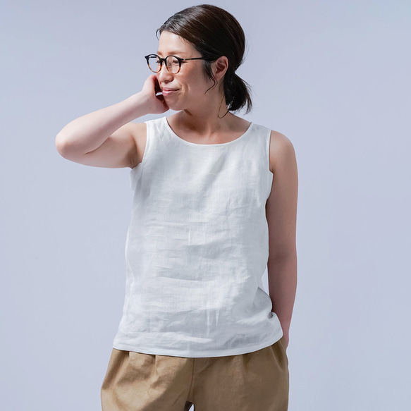 【wafu】リネンタンクトップ 脇汗対策の救世主 脇汗速乾 よしタンク / 白色 p005c-wht1 タンクトップ・キャミソール soco 通販 15987884｜Creema(クリーマ)