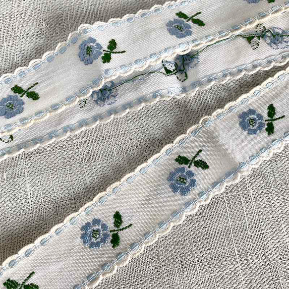 ガロンテープ 水色 花模様 フランス手芸材料 12clda7-4 リボン・テープ soracoya 通販｜Creema(クリーマ) 15989896