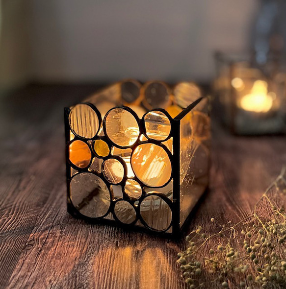 キャンドルホルダー ステンドグラス ガラス ＜Mizutama_ラベンダー＞ キャンドル・キャンドルホルダー sinkuukan 通販 16001797｜Creema(クリーマ)