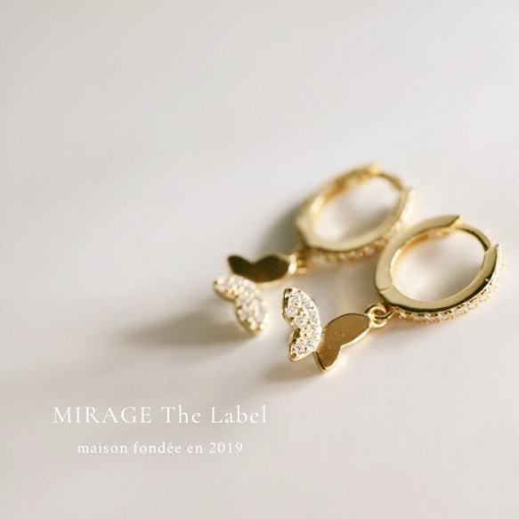 butterfly zirconia hoop pierce s925/18k ピアス（フープ） Mirage The Label 通販｜Creema(クリーマ) 16008257