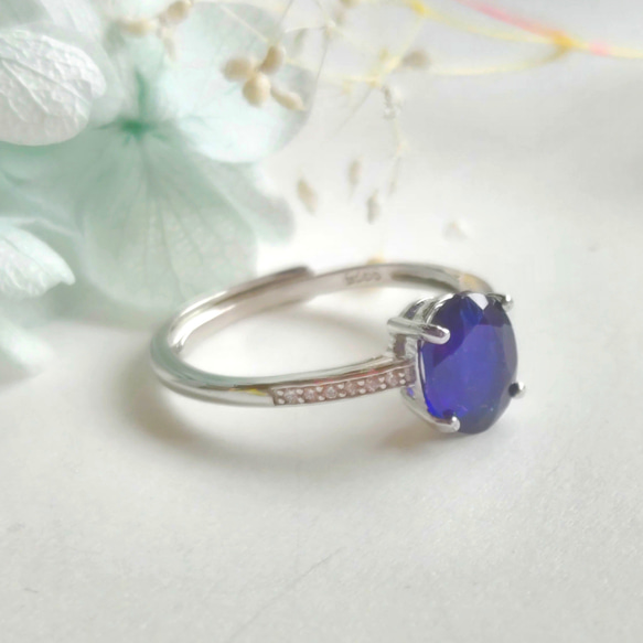 「秋の誕生石2024」 サファイア キラキラ リング 天然石 S925 8×6㎜ 指輪・リング bamboo shoots 通販 16031065｜Creema(クリーマ)