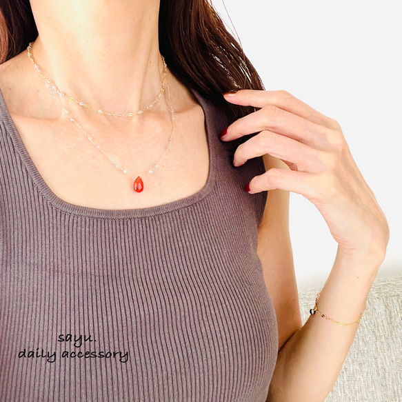 【14kgf】カーネリアンとラブラドライトのネックレス ネックレス・ペンダント sayu. 通販 16055699｜Creema(クリーマ)