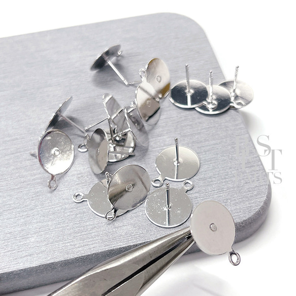 【10個入り】約12mm円盤&カン付きシルバーピアス金具 /bp118 金具・チェーン 低金属アレルギーパーツBESTPARTS 通販 ...