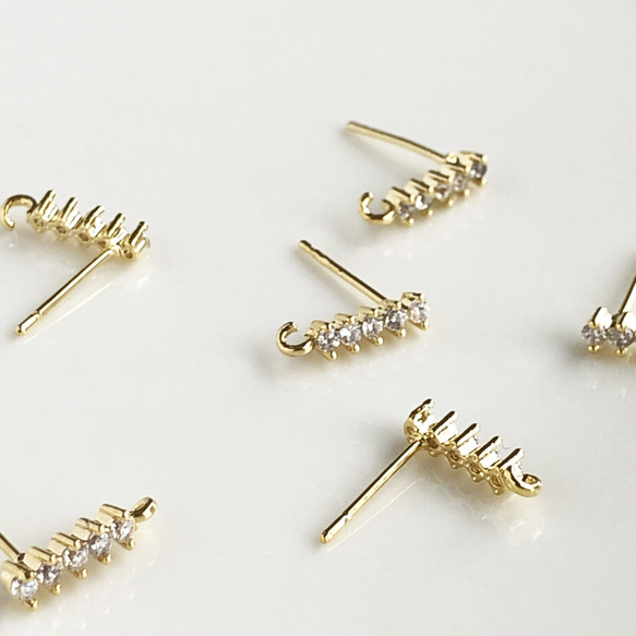 5連 ジルコン 吊り下げ ピアスパーツ 14kgf（2コ） 金具・チェーン T2-style 通販 16074272｜Creema(クリーマ)