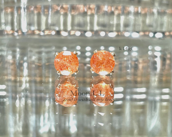 k14gf サンストーン〜太陽の石〜のスタッドピアス ピアス（スタッド・一粒） moon.L.L 通販 16082964｜Creema(クリーマ)