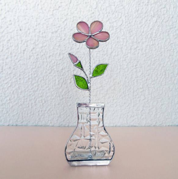 ステンドグラス ピンクのお花と花瓶 その他インテリア雑貨 pi-tyan 通販 16086925｜Creema(クリーマ)
