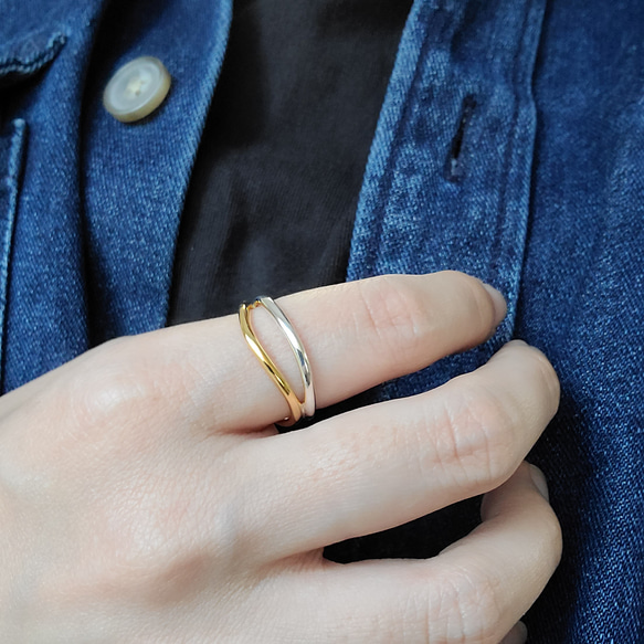 【Partial GP】Double wave RING / SV925 ≪送料無料≫ 指輪・リング Kumpel by p 通販｜Creema(クリーマ) 16091430