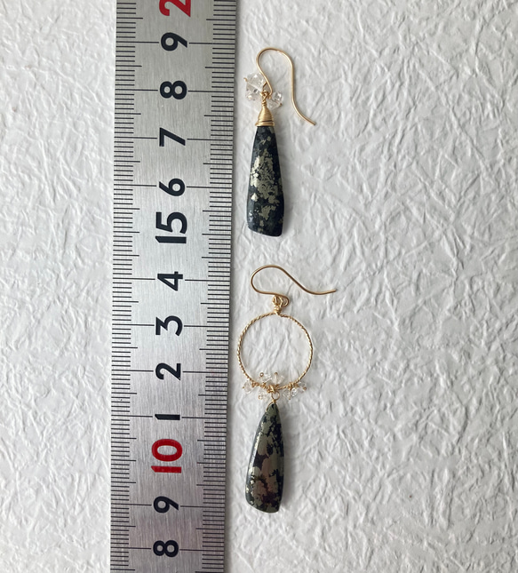 アパッチゴールドと大粒ダイヤモンドクォーツのピアス 14kgf ピアス（フック・チェーン） En. 通販 16103701｜Creema(クリーマ)