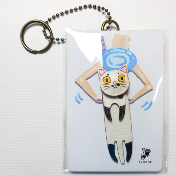 つられ猫（TURARE猫） 本革 チャーム 黒猫 キーリング OKAYU FACTORY 通販 16105204｜Creema(クリーマ)