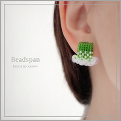 【受注】『square + frill』（クリームソーダ）ピアス イヤリング ノンホールピアス イヤリング・ノンホールピアス Beadspan 通販｜Creema(クリーマ) 16106411