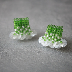 【受注】『square + frill』（クリームソーダ）ピアス イヤリング ノンホールピアス イヤリング・ノンホールピアス Beadspan 通販｜Creema(クリーマ) 16106411