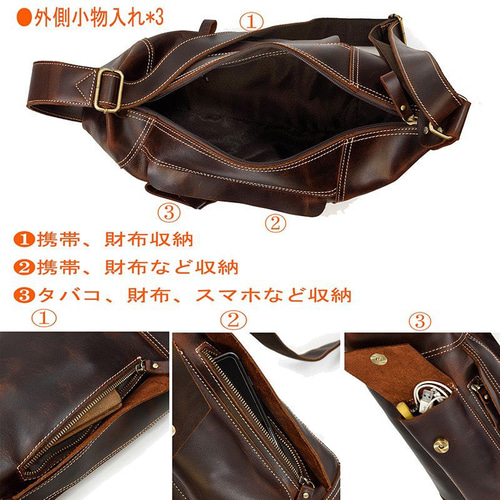 ボディバッグ 本革 かっこいい メンズ 牛革 斜めがけバッグ カジュアル