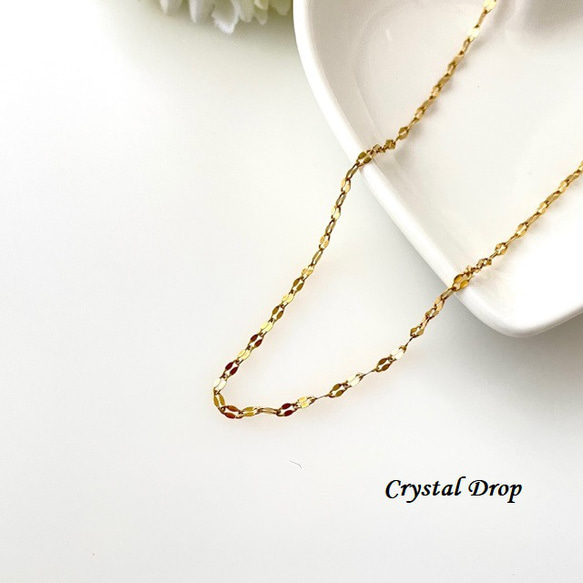 送料無料☆サージカルステンレス ペタルチェーン 2mm幅 ゴールド 38cm アジャスター付き ネックレス・ペンダント Crystal ...