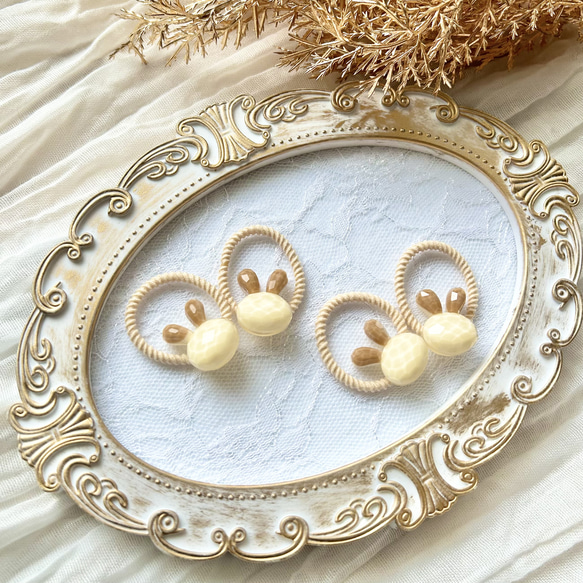 Beige rabbit twin hair gom ベージュ うさぎ ベビー キッズ ヘアアクセサリー ツイン 雑貨・その他 cumin ...