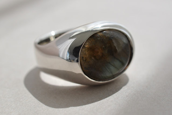 【SILVER925】ラブラドライト ボリュームリング Labradorite Signet Ring 指輪・リング ETORA ...