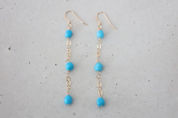 14KGF Sleeping Beauty Turquoise pierce[kgf5157] ピアス（フック・チェーン） Shaina 通販 16160327｜Creema(クリーマ)