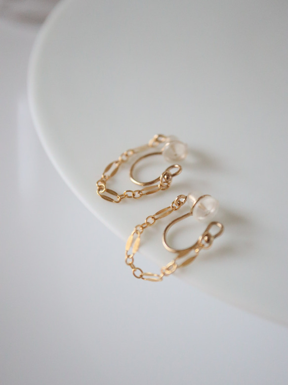 14kgf 【arc】イヤリング デザインチェーン 大人 オフィス 繊細 イヤリング・ノンホールピアス simpRay 通販 16183287｜Creema(クリーマ)