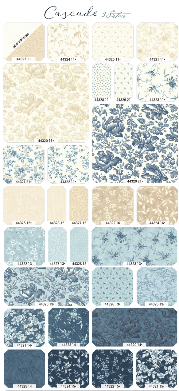 「Cascade」moda Charm Pack (カットクロス42枚) 3 Sisters はぎれ studio peperin 通販 ...