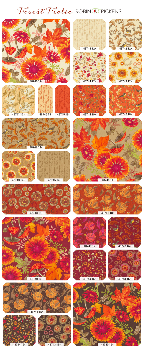 「Forest Frolic」チャームパック moda 生地 カットクロス Robin Pickens はぎれ studio peperin ...