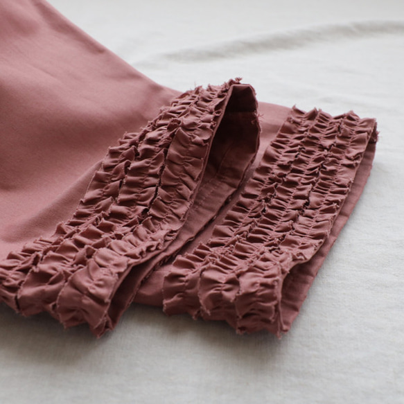 ⁑ラスト1 最終SALE 再入荷 85cm ギマ擬麻コットン 小花フリル裾パンツ ペグ ペチ ゆったり ピンク Y99U ロングパンツ ...