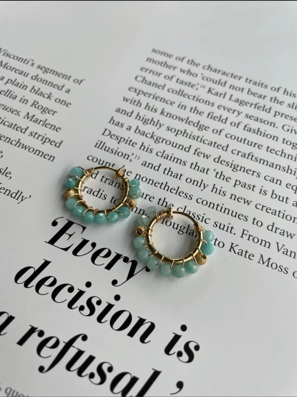 16kgp アマゾナイト フープイヤリング イヤリング・ノンホールピアス by serena 通販｜Creema(クリーマ) 16234704