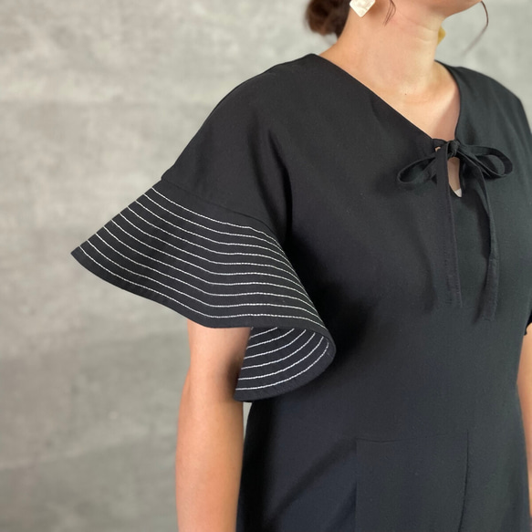 360°着映え♡お袖フリル刺繍 細見えリネンオールインワン【F】KMC-705 670661 オールインワン・サロペット keep my ...