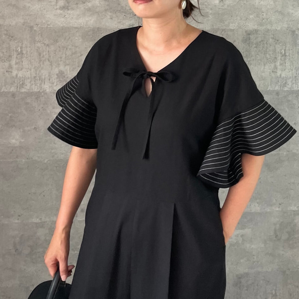 360°着映え♡お袖フリル刺繍 細見えリネンオールインワン【F】KMC-705 670661 オールインワン・サロペット keep my ...