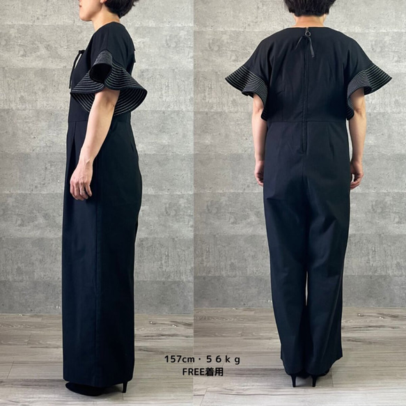 360°着映え♡お袖フリル刺繍 細見えリネンオールインワン【F】KMC-705 670661 オールインワン・サロペット keep my ...