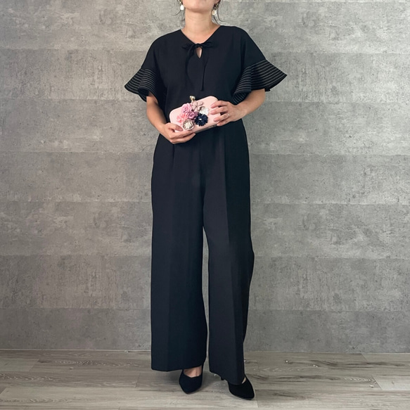 360°着映え♡お袖フリル刺繍 細見えリネンオールインワン【F】KMC-705 670661 オールインワン・サロペット keep my ...