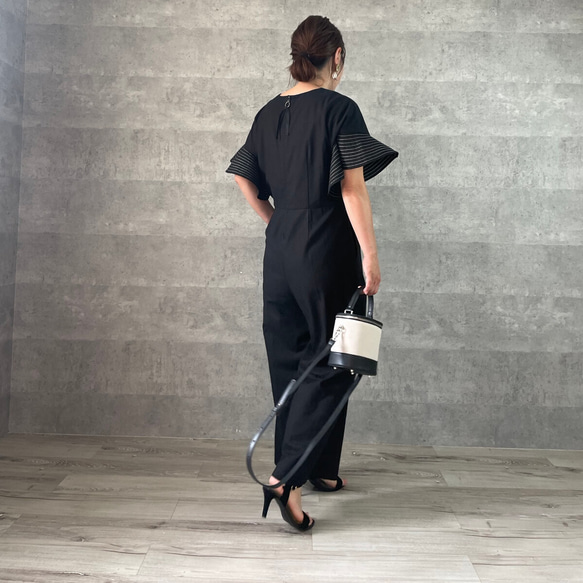 360°着映え♡お袖フリル刺繍 細見えリネンオールインワン【F】KMC-705 670661 オールインワン・サロペット keep my ...