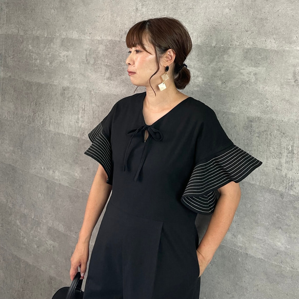 360°着映え♡お袖フリル刺繍 細見えリネンオールインワン【F】KMC-705 670661 オールインワン・サロペット keep my ...