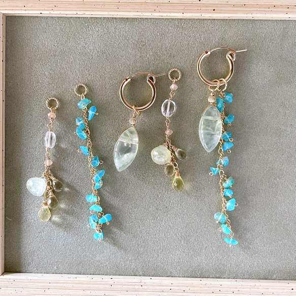 14kgf 大粒プレナイト xカラーオパールなどのチャームセット ピアス（フープ） hoaka 通販 16263452｜Creema(クリーマ)