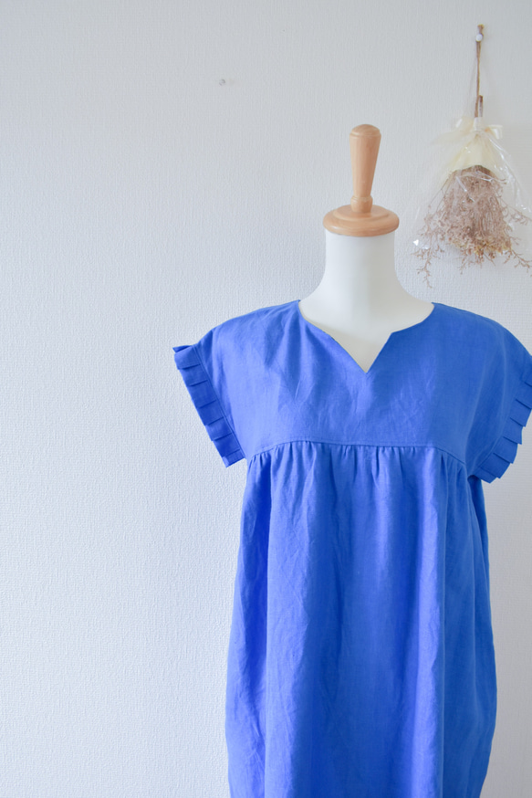 \即納品可能／人目を引く！爽やかリネンブルーワンピース〜sizeM〜 ワンピース omusubi-five 通販｜Creema(クリーマ)