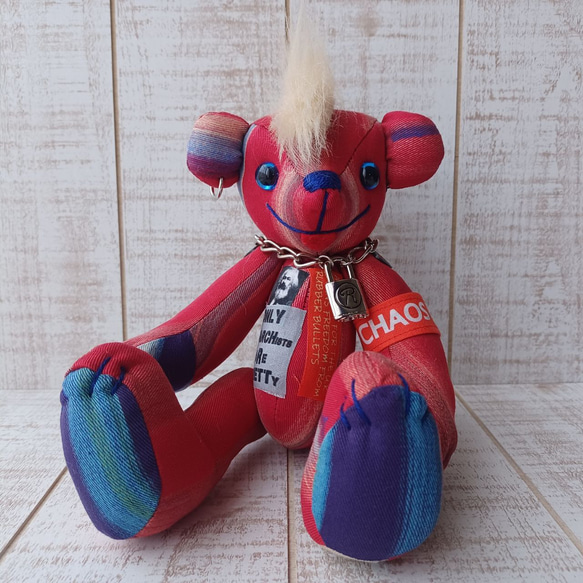 ANARCHY BEAR モヒカンくんVer/RED(25cmテディベア) ぬいぐるみ mokobear 通販｜Creema(クリーマ ...