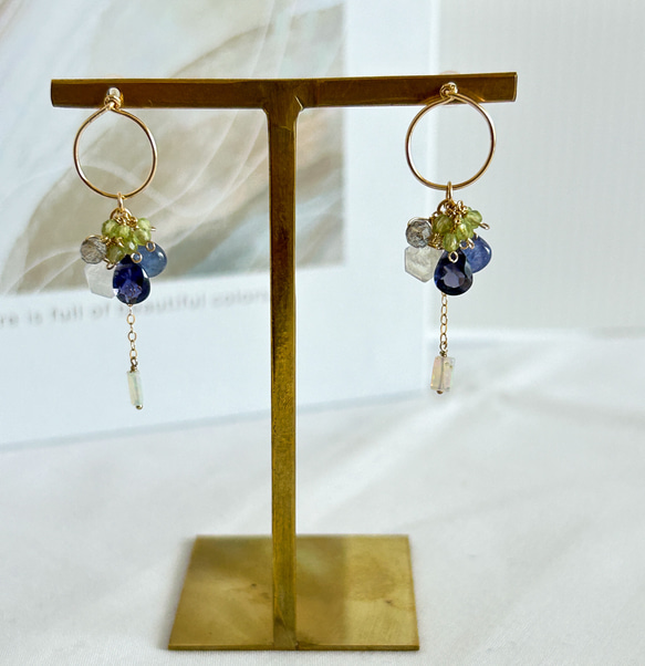 14kgf/トロピカルカラー天然石のピアス ピアス（スタッド・一粒） Petit L’ecrin 通販｜Creema(クリーマ) 16293595