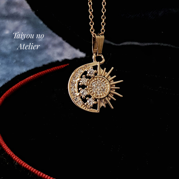 14kgf 月と太陽(キュービックジルコニア)/ネックレス ネックレス・ペンダント 太陽のアトリエemi 通販 16332199｜Creema(クリーマ)