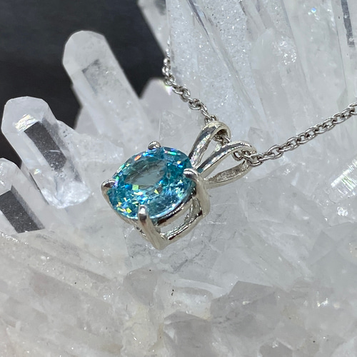 天然ブルージルコン(1.68ct ラウンド)のネックレス ネックレス 天然ブルージルコン(1.68ct ラウンド)のネックレス ネックレス