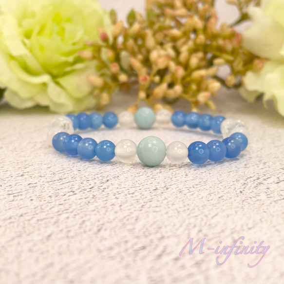 アマゾナイト・カルセドニー・ブルーカルセドニー・天然石ブレスレット・人間関係・良縁・幸運・絆 ブレスレット M-infinity 通販 16345004｜Creema(クリーマ)