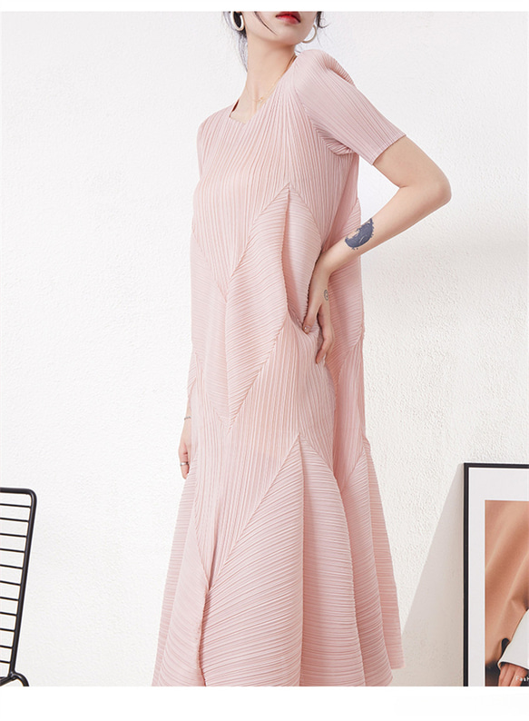 プリーツ半袖レディースボディコンワンピース ワンピース まどろみの森 通販｜Creema(クリーマ)