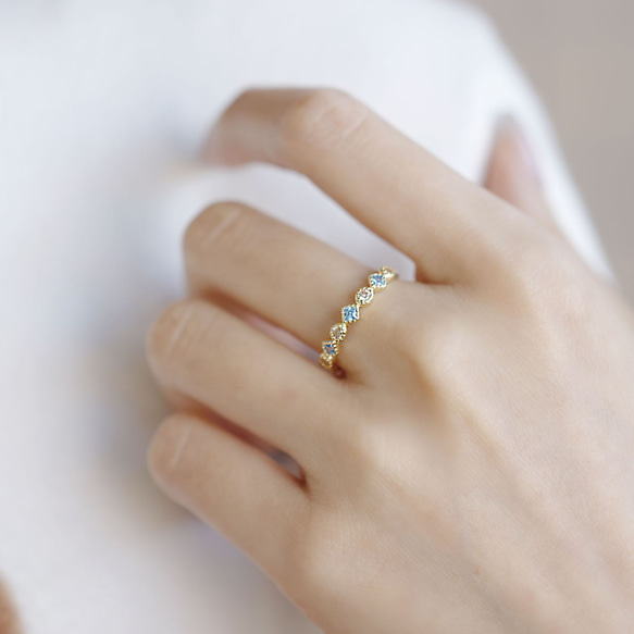 S925銀製 混色の海藍色のジルコニア開口指輪 オープンリング 指輪・リング ECHO 通販｜Creema(クリーマ) 16367427