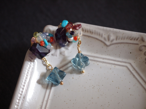 ～20％off～金平糖フローライトの万華鏡 2wayピアス ピアス（スタッド・一粒） migratory bird 通販｜Creema ...