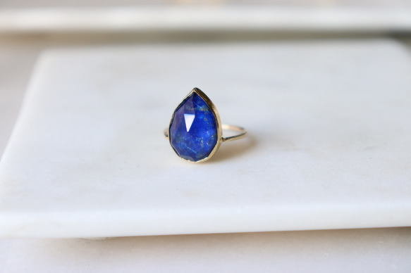《k10YG》grand bleu ring〜ラピスラズリ&クリスタルJojuly 指輪・リング Jojuly 通販 16372529｜Creema(クリーマ)
