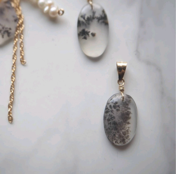 14Kgf×デンドリティックアゲートのチャームB ペンダントトップ SEA⚓YOU 通販 16375527｜Creema(クリーマ)